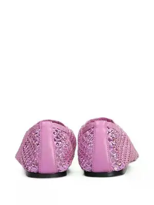 STRATEGIA SHOES Crystal-embellished Mesh Ballet Flats - Pink