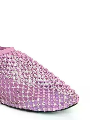 STRATEGIA SHOES Crystal-embellished Mesh Ballet Flats