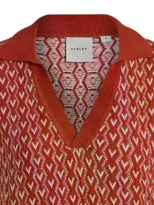 Varley Geometric Patterned V-neck Polo Top