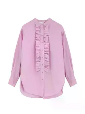 NUDE Ruffled-trim Cotton Shirt - Pink