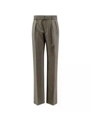 Tagliatore Belted Pleated Micro-check Tailored Trousers