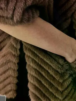 Joseph Ribkoff Chevron-pattern Faux-fur Jacket