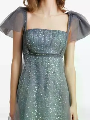 GEMY MAALOUF Sequin-embellished Puffed-sleeve Maxi Dress