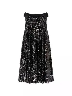 Alberta Ferretti Sequin-embellished A-line Midi Dress - Black