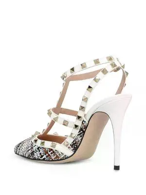Valentino Garavani Rockstud Pumps In Woven Fabric - White
