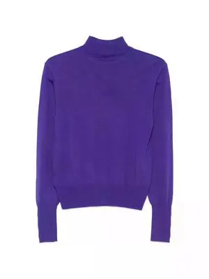 Patrizia Pepe Embellished Turtleneck Sweater - Purple