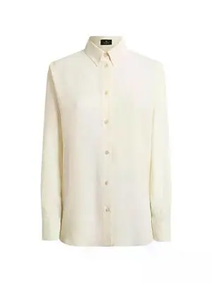 Etro Silk-blend Jacquard Shirt With Paisley Motif - Neutrals