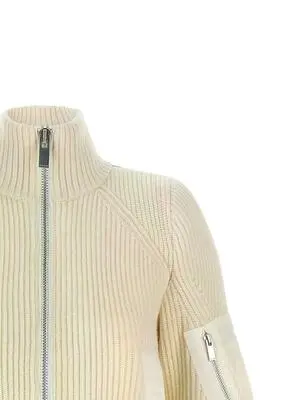 Sacai Ribbed-knit Panelled Jacket