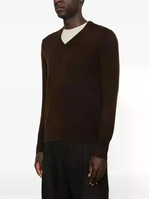 Eric Bompard V-neck Cashmere Knit - Brown