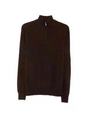 Eric Bompard Zip-neck Cashmere Knit - Brown