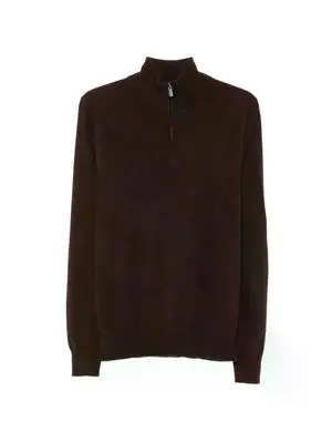 Eric Bompard Zip-neck Cashmere Knit - Brown