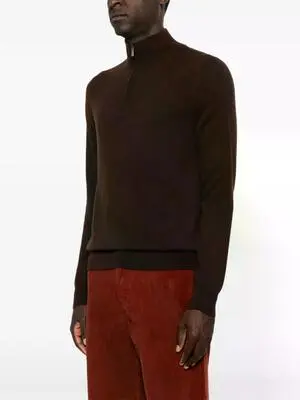 Eric Bompard Zip-neck Cashmere Knit - Brown