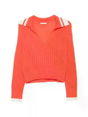 Patrizia Pepe Open-knit Sweater With Stripe Detail - Orange