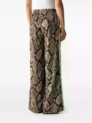 Adidas Wide Leg Snake Print Track Pants - Brown