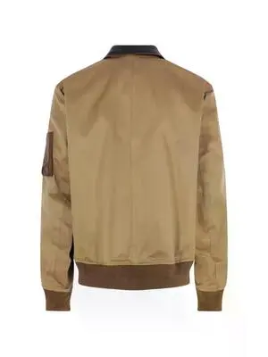 Sacai Leather-collar Zip-up Jacket - Neutrals