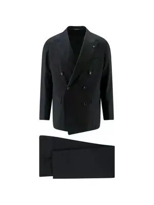 Tagliatore Peak-lapel Double-breasted Suit - Black