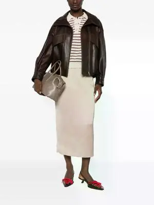 Maje Zip-fastening Midi Skirt - Neutrals
