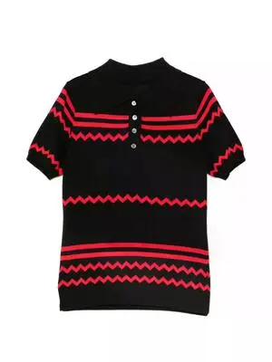 Cynthia Rowley Ziggy Cropped Polo Shirt - Black