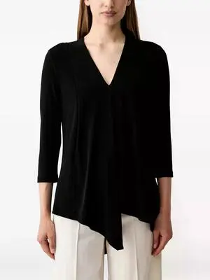Joseph Ribkoff Asymmetric V-neck Top - Black