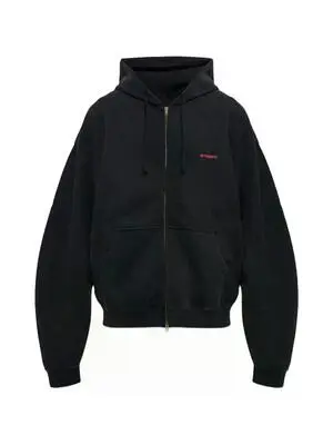 Vetements Logo-print Zip-up Hoodie - Black