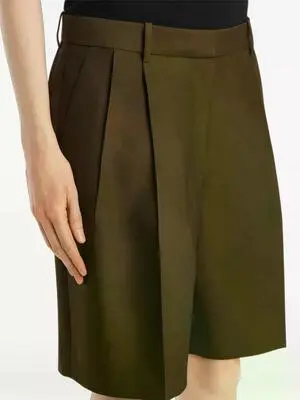 Khaite Auggie Knee-length Shorts In Sculptural Cady - Green