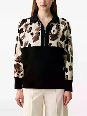 Joseph Ribkoff Leopard-print Colour-block Top - Black