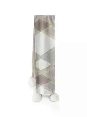 Joseph Ribkoff Geometric-pattern Pompom Scarf