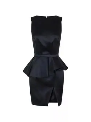 Elisabetta Franchi Mini Dress In Gazar Fabric With Flounce - Black