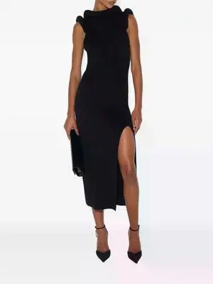 Elisabetta Franchi Knit Dress With 3d Details - Black
