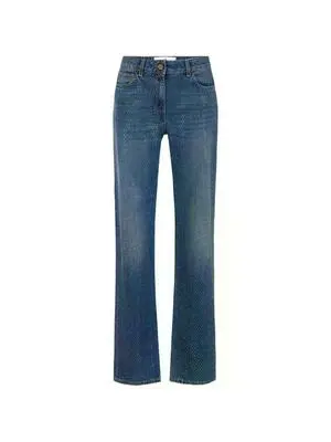 Elisabetta Franchi Palazzo Jeans With Rhinestones - Blue
