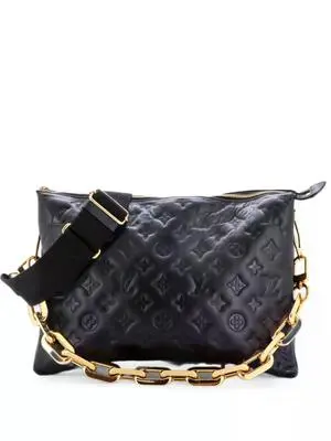 LOUIS VUITTON Coussin Bag Monogram Embossed Lambskin Mm Crossbody Bag - Black