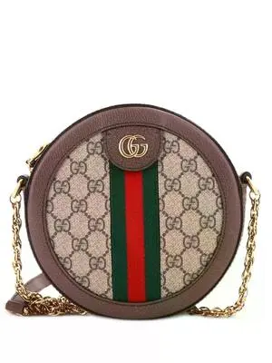 Gucci Ophidia Round Shoulder Bag Gg Coated Canvas Mini Crossbody Bag - Brown