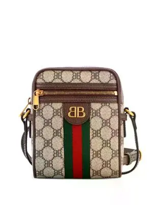 Balenciaga X Gucci The Hacker Project Bb Monogrammed Mini Messenger Bag - Brown