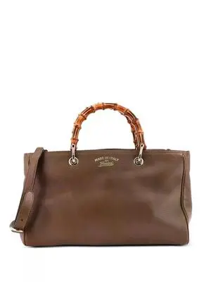 Gucci Bamboo Shopper Leather Medium Tote Bag - Brown