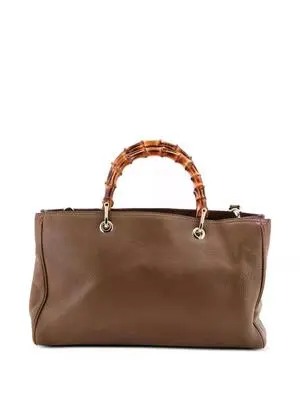 Gucci Bamboo Shopper Leather Medium Tote Bag - Brown