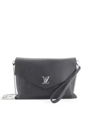 LOUIS VUITTON Mylockme Pochette Leather Clutch Bag - Black