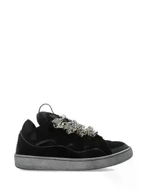 LANVIN Curb Chain-embellished Leather Sneakers - Black