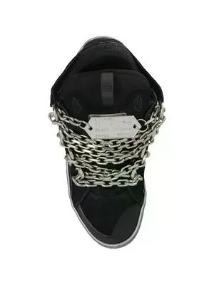 LANVIN Curb Chain-embellished Leather Sneakers