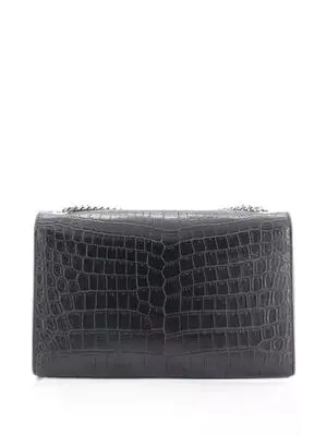 Saint Laurent Classic Monogram Tassel Crocodile Embossed Leather Medium Crossbody Bag - Black