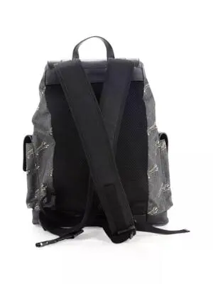 Gucci Double Pocket Buckle Printed Gg Coated Canvas Backpack