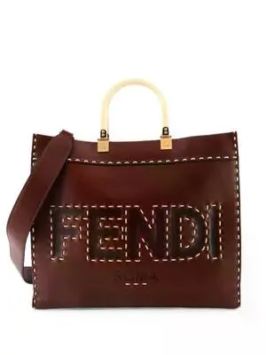 Fendi Sunshine Shopper Leather Medium Tote Bag - Brown
