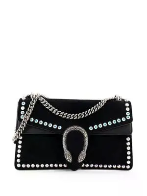 Gucci Dionysus Bag Crystal Embellished Suede Small Shoulder Bag - Black
