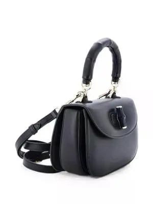 Gucci Bamboo 1947 Leather Top Handle Satchel - Black