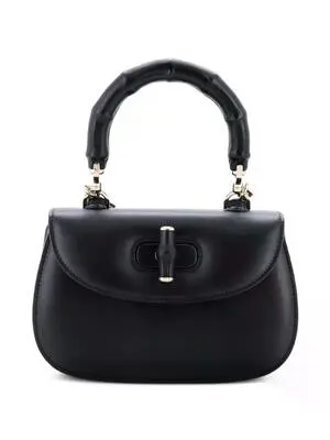 Gucci Bamboo 1947 Leather Top Handle Satchel - Black