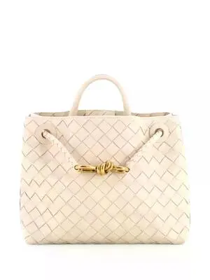 Bottega Veneta Andiamo Top Handle Bag Intrecciato Nappa Small Satchel - White