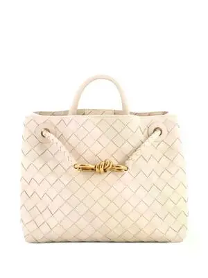 Bottega Veneta Andiamo Top Handle Bag Intrecciato Nappa Small Satchel - White