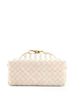 Bottega Veneta Andiamo Top Handle Bag Intrecciato Nappa Small Satchel - White