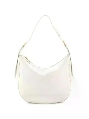 Celine Heloise Triomphe Embossed Leather Medium Shoulder Bag - White