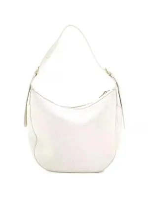 Celine Heloise Triomphe Embossed Leather Medium Shoulder Bag - White