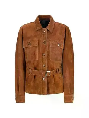 Alessandra Rich Belted Suede Jacket - Brown